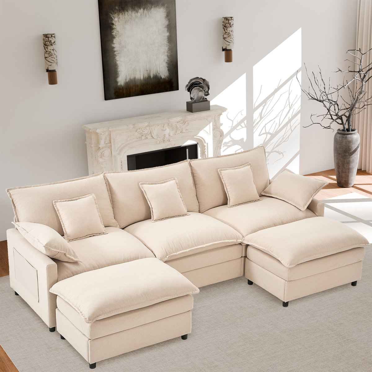 Latitude Run® 108" U Shaped Couch, Modular Sectional Sofa, 3-Seater Comfy Cloud Couch With ...